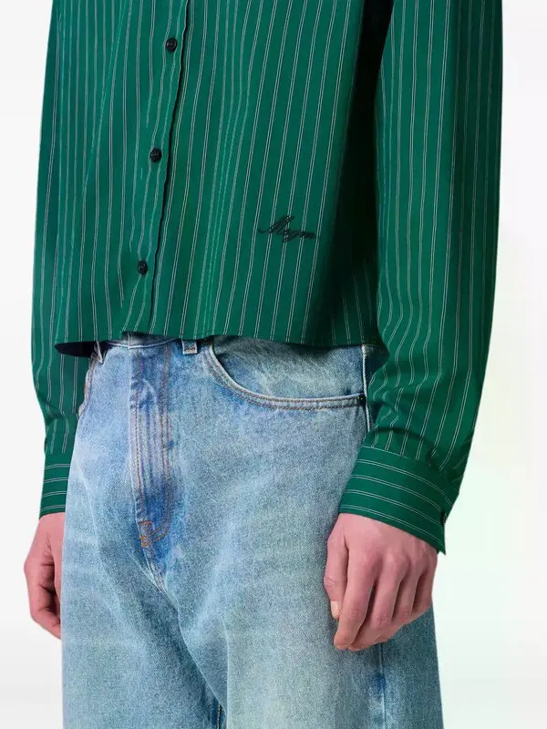 MSGM Pinstripe-pattern Cropped Shirt