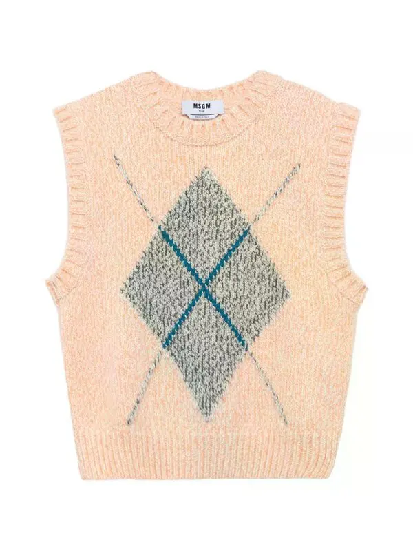 MSGM Argyle-intarsia Knitted Sweater