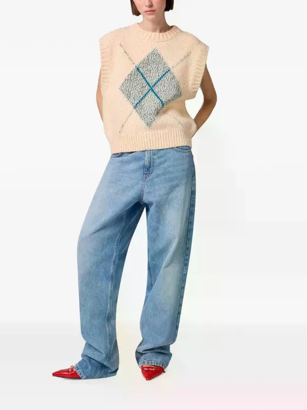 MSGM Argyle-intarsia Knitted Sweater