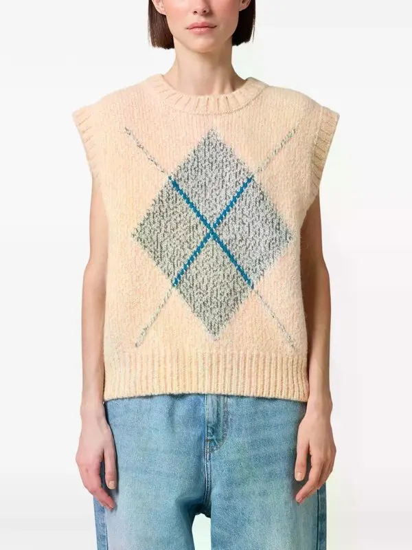 MSGM Argyle-intarsia Knitted Sweater