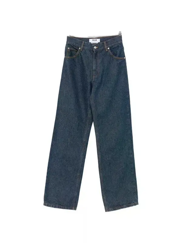 MSGM Contrast-stitch Logo-embroidered Jeans