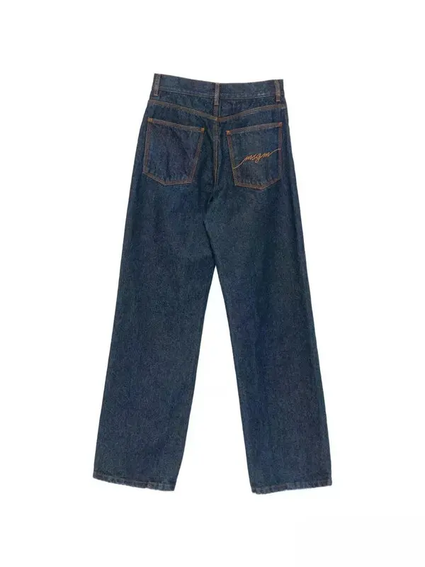MSGM Contrast Stitch Logo Embroidered Jeans