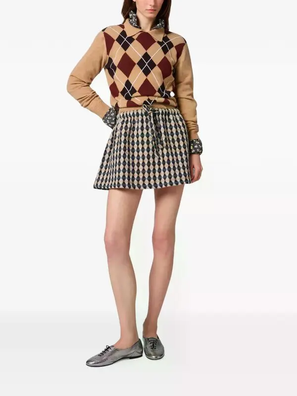MSGM Argyle-pattern Drawstring Mini Skirt