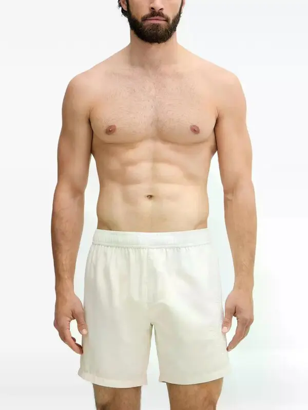 TRUSSARDI Embroidered Elasticated Swim Shorts - Neutrals