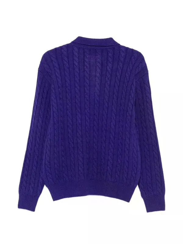MSGM Cable-knit Polo Knit With Rear Logo