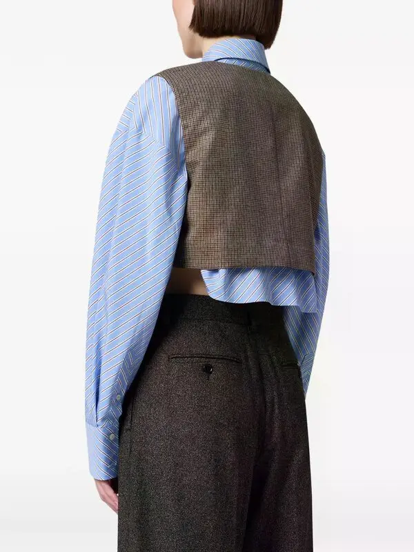 MSGM Check-pattern Cropped Waistcoat
