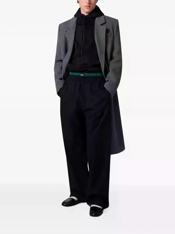 MSGM Logo-patch Layered-waistband Trousers