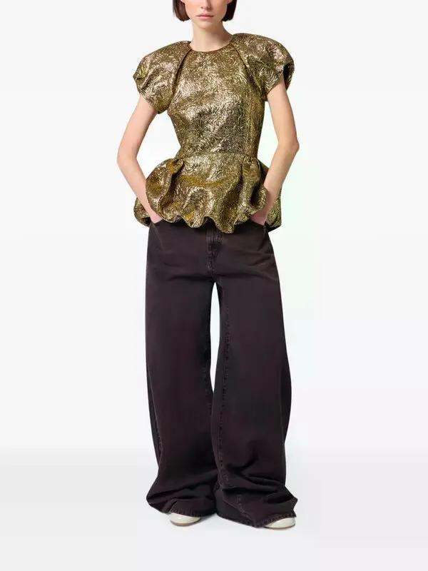 MSGM Jacquard-effect Peplum Top