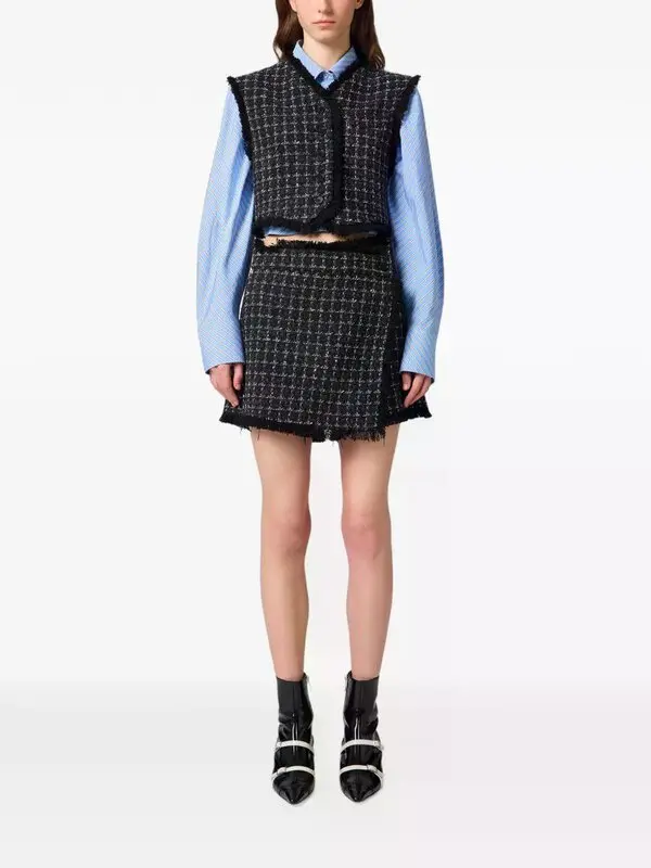 MSGM Tweed Frayed-edge Shorts