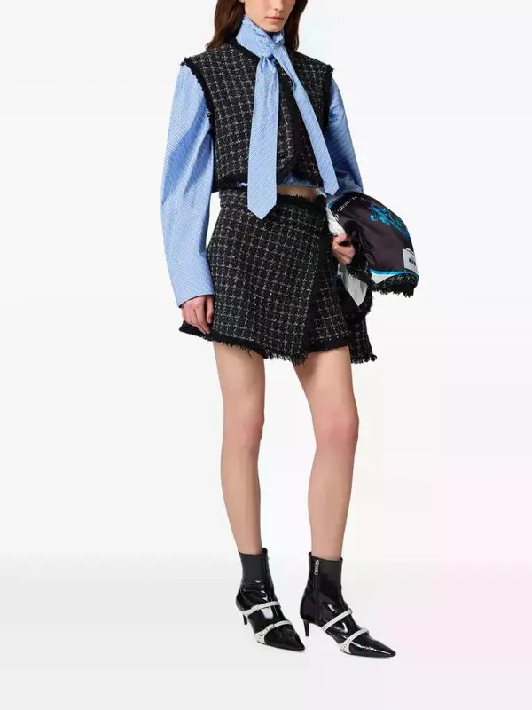 MSGM Tweed Frayed-edge Shorts