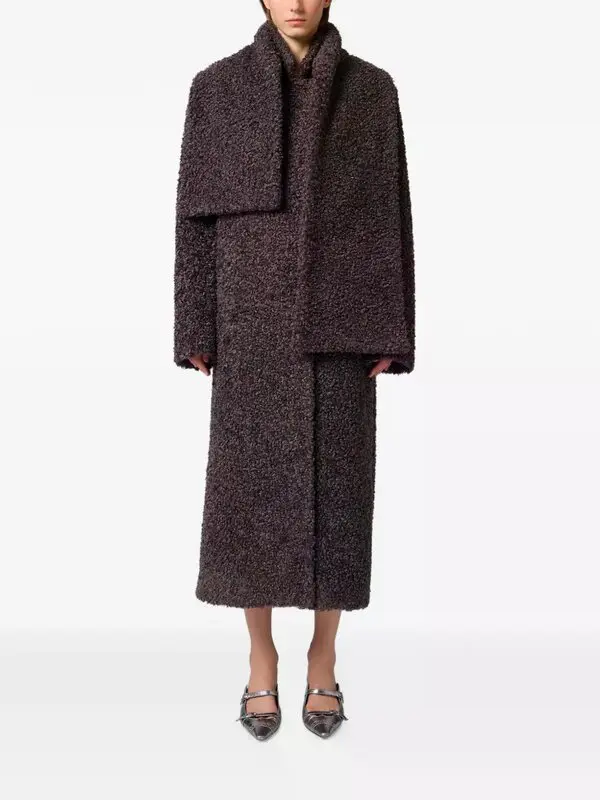 MSGM Scarf-detail Bouclé-effect Coat