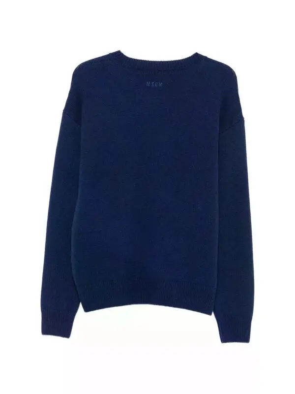 MSGM Intarsia-knit Logo-embroidered Sweater