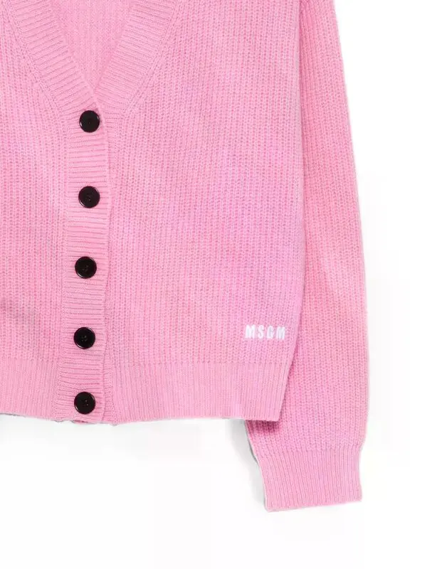 MSGM Logo-embroidered Ribbed Cardigan