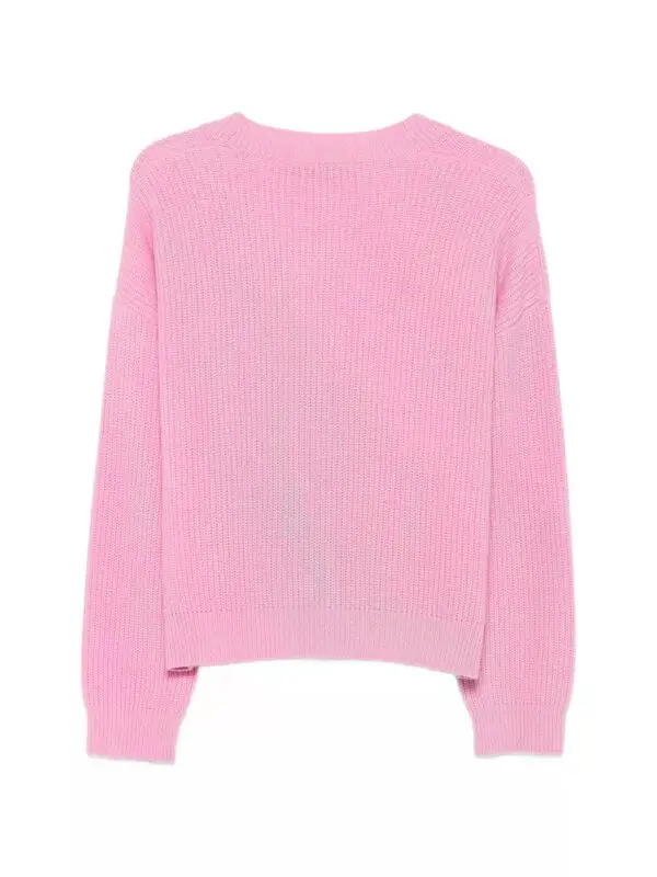 MSGM Logo Embroidered Ribbed Cardigan