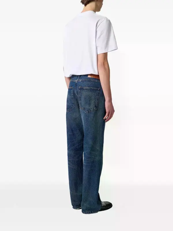MSGM Logo Embroidered Faded Jeans