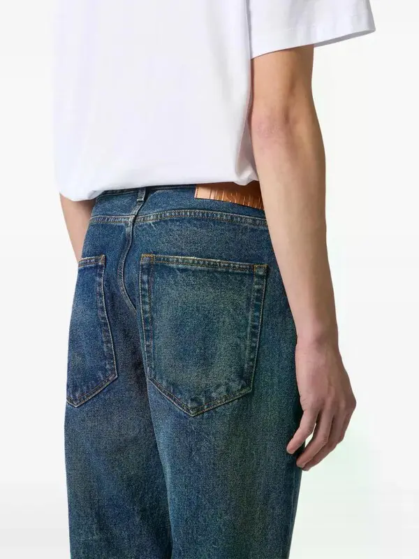 MSGM Logo Embroidered Faded Jeans