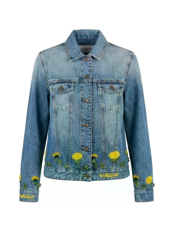 Valentino Garavani Flower-embroidered Denim Jacket
