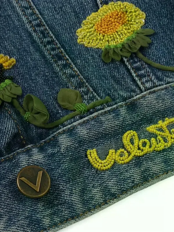 Valentino Garavani Flower-embroidered Denim Jacket