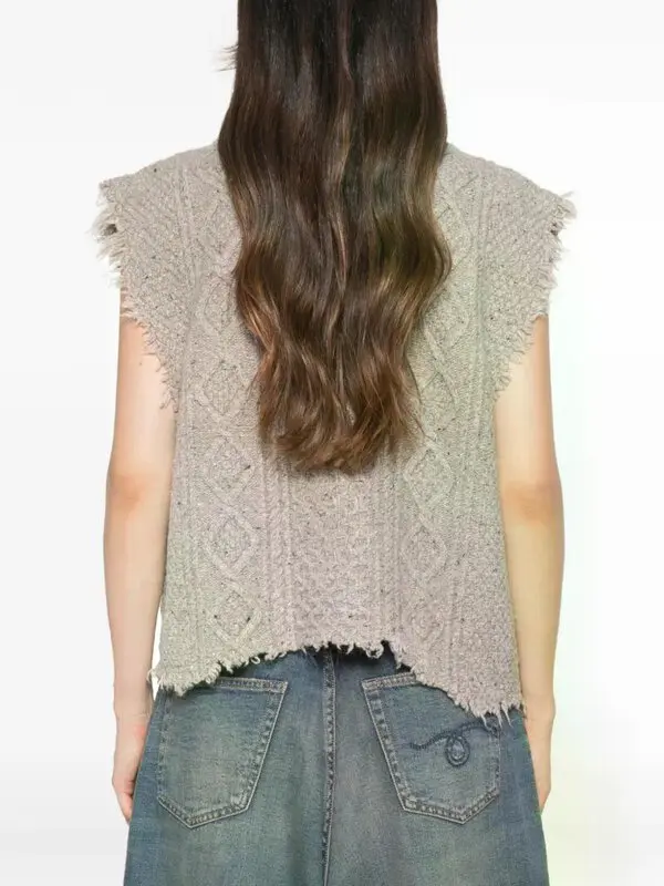 R13 Cable-knit Frayed Vest