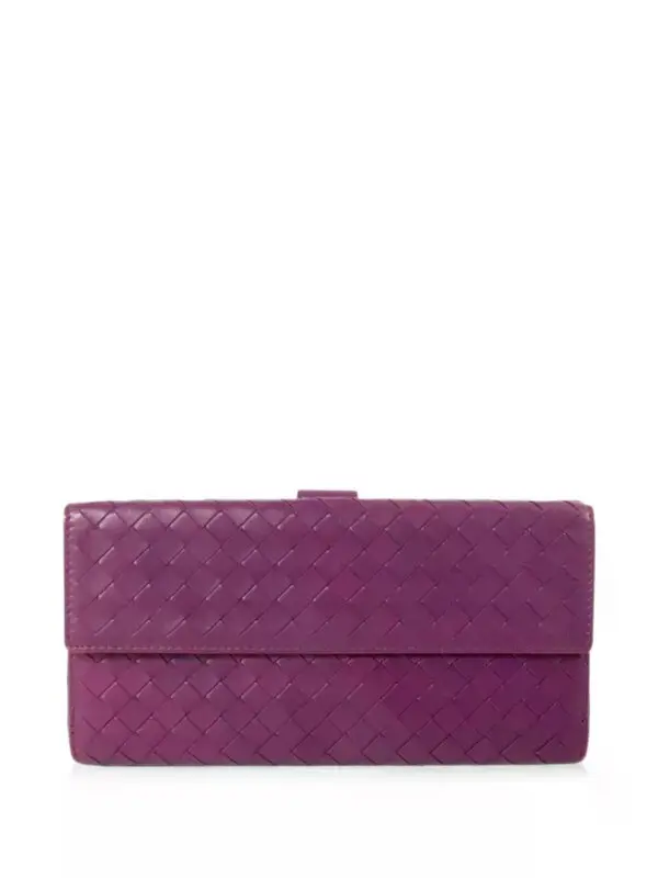 Bottega Veneta Intrecciato Leather Wallet - Purple