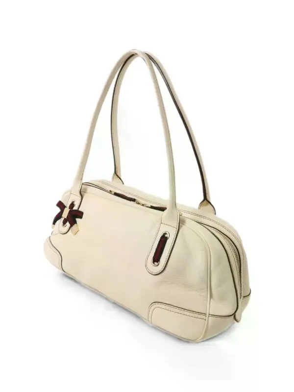 Gucci White Leather Bow Detail Shoulder Bag