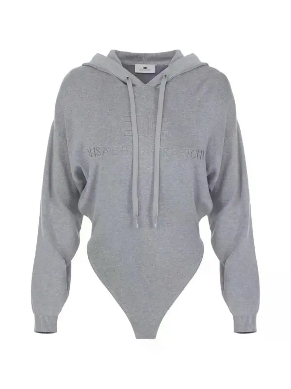 Elisabetta Franchi Knit Hooded Bodysuit - Grey