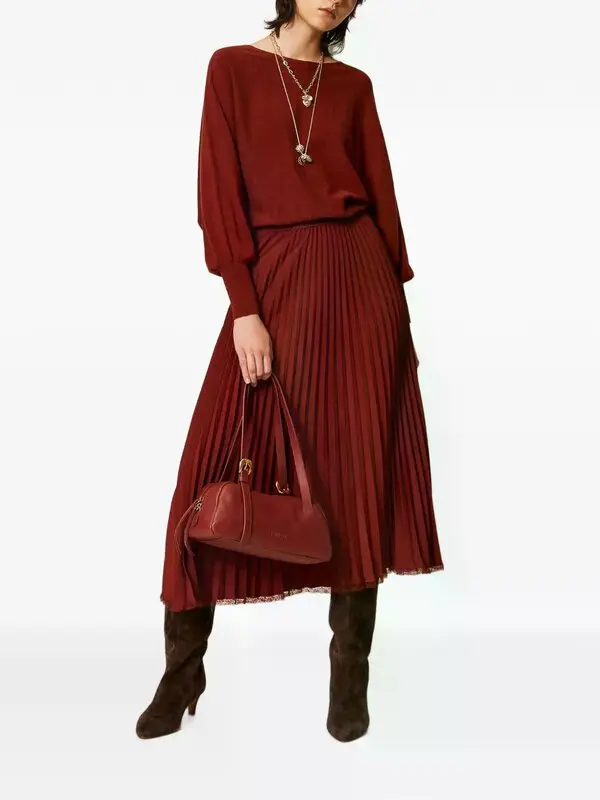 TWINSET Long Knit And Pleated Crêpe Dress - Red