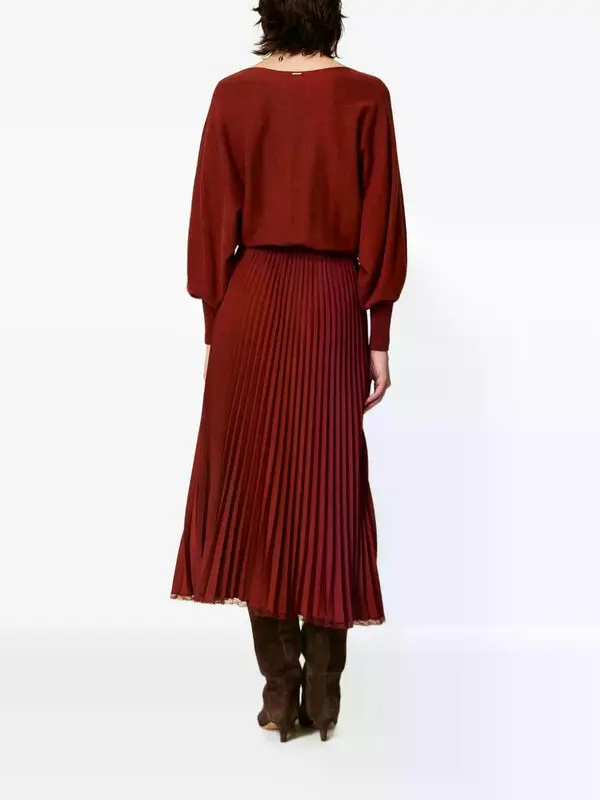 TWINSET Long Knit And Pleated Crêpe Dress - Red