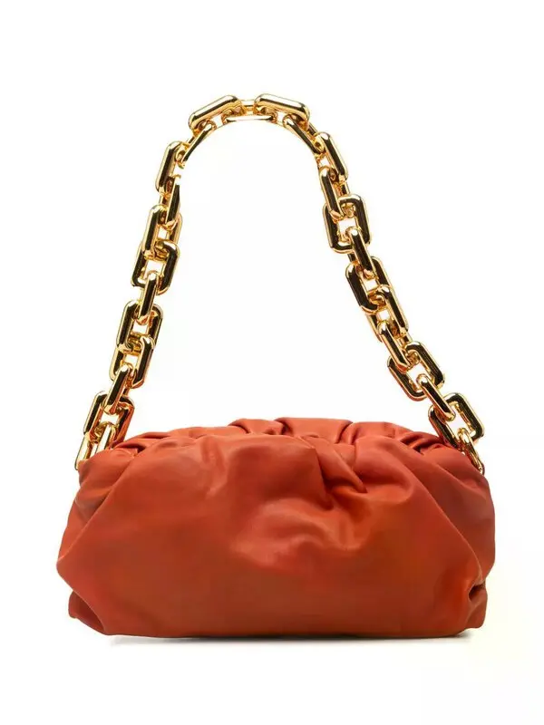 Bottega Veneta Lambskin Chain Pouch Shoulder Bag - Orange