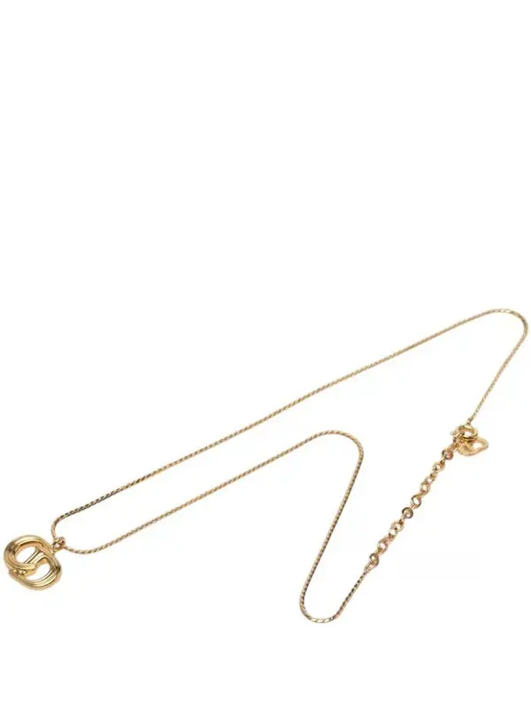 Dior 20th Century Plated Cd Logo Pendant Necklace Costume Necklace - Gold