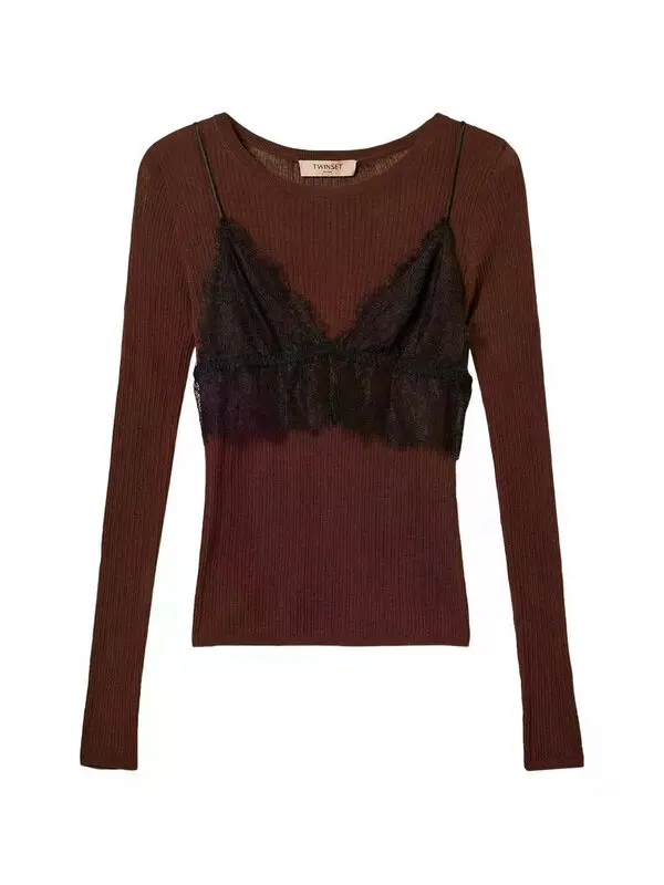 TWINSET Silk-blend Jumper With Top - Brown
