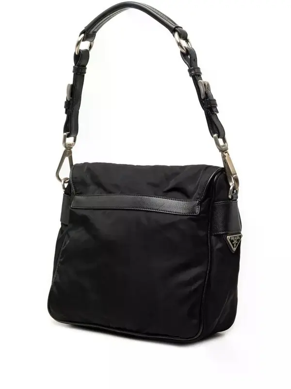 Prada Saffiano Trimmed Tessuto Shoulder Bag