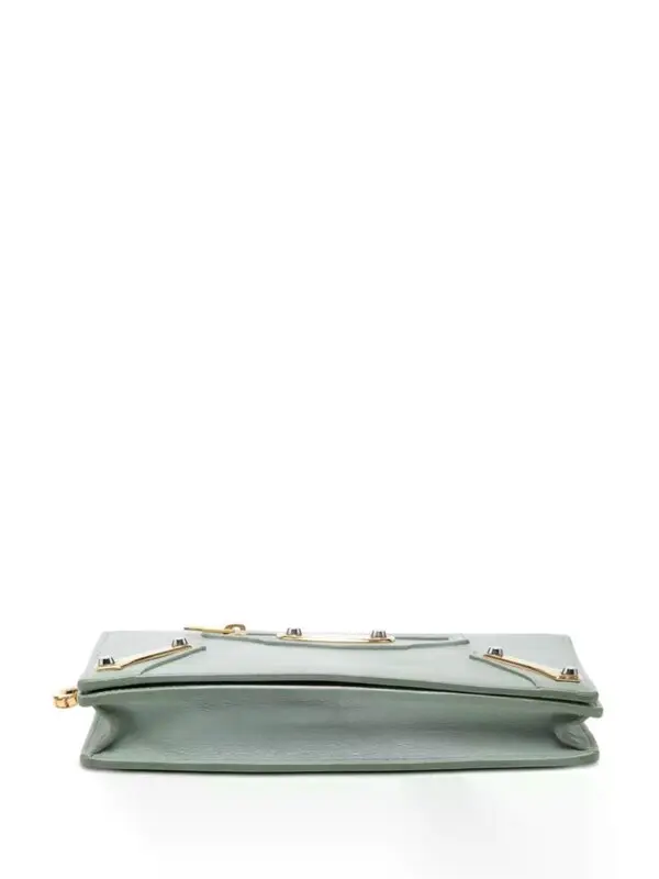 Balenciaga Goatskin Metallic Edge Wallet On Chain Crossbody Bag - Green