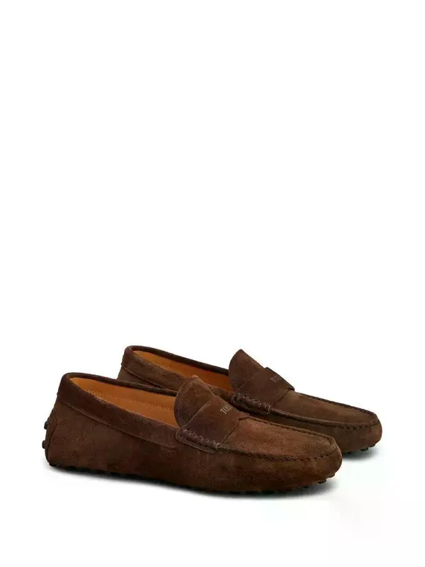 TOD'S Gommino Lettering Loafers - Brown