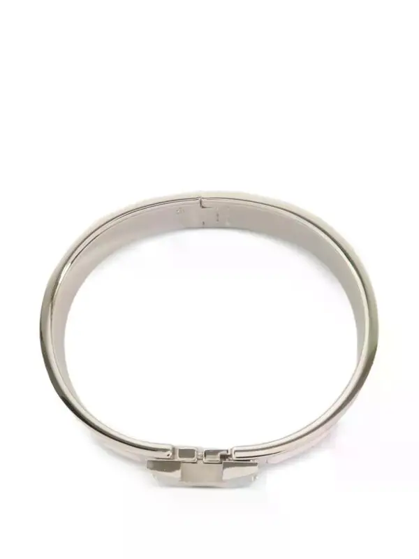 Hermès H Logo Enamel Bangle - Silver