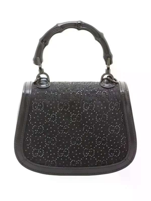 Gucci Mini Gg Nylon Crystal 1947 Bamboo Top Handle Bag