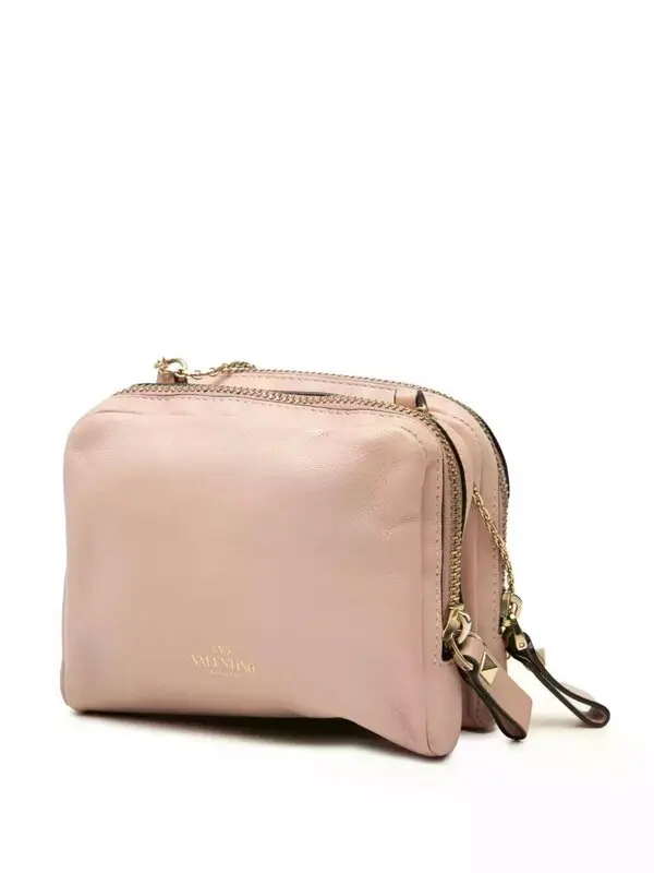 Valentino Garavani 2000-2017 Leather Rockstud Double Zip Crossbody Bag