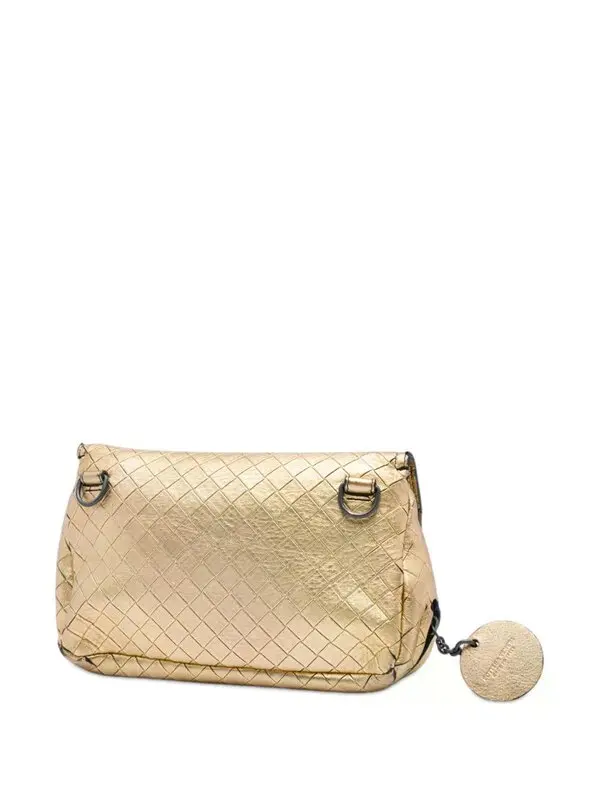 Bottega Veneta 2012-2026 Nappa Intrecciomirage Chain Flap Crossbody Bag - Gold