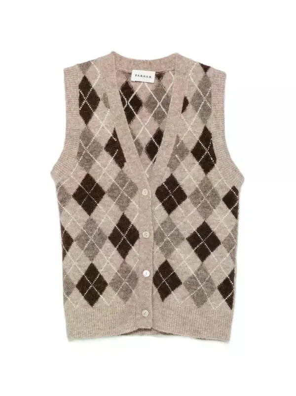P.a.r.o.s.h Argyle Knit V-neck Vest