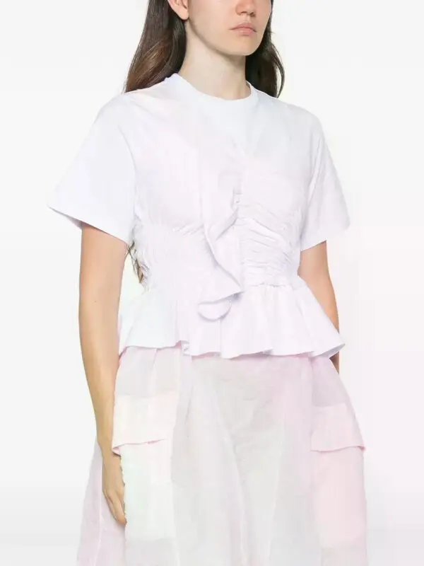 Cecilie Bahnsen Ace Ruched Peplum T-shirt - White