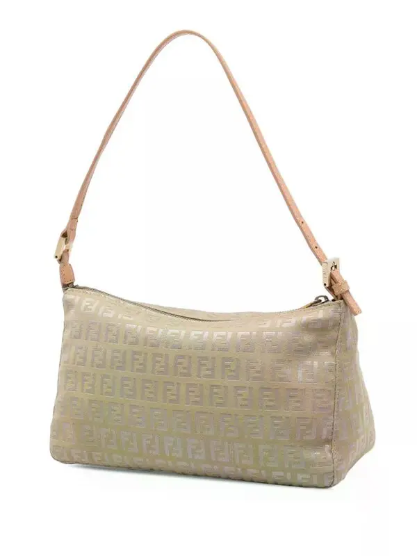 Fendi Zucchino Canvas Pochette Shoulder Bag - Neutrals