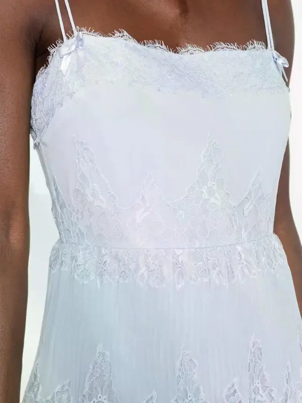 SELF-PORTRAIT Lace-trimmed Tiered Midi Dress