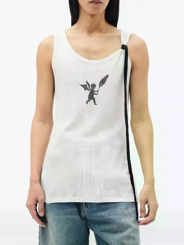 ANN DEMEULEMEESTER Angel-print Rib-knit Vest - Neutrals