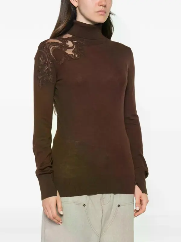 Ermanno Scervino Lace-panelled Roll-neck Sweater