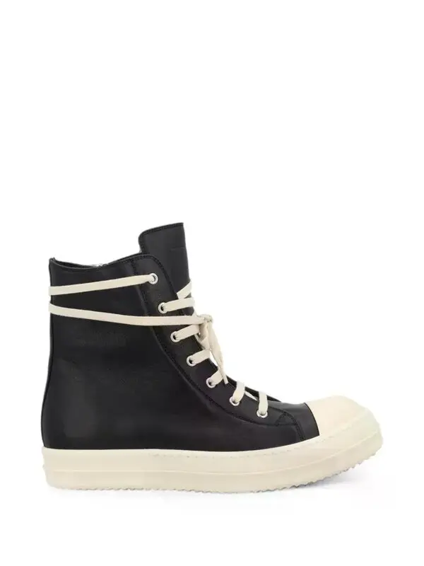 Rick Owens High-top Leather Sneakers With Shark-toothed Soles