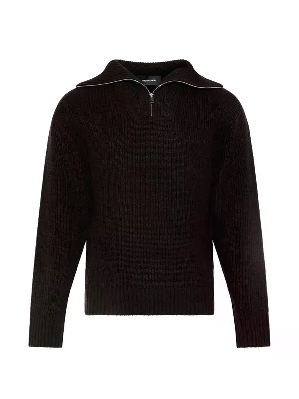 YVES SALOMON Zip-front Ribbed-knit Sweater