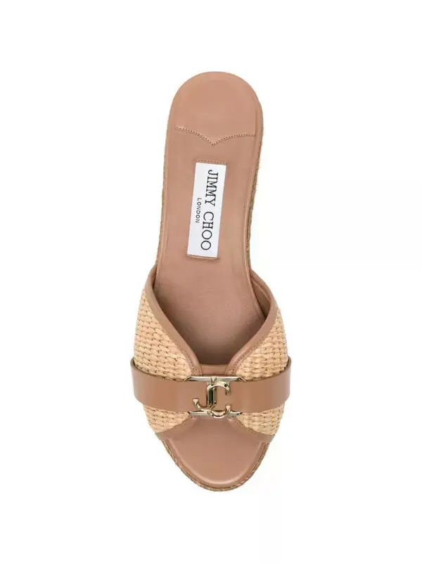 JIMMY CHOO Logo Plaque Wedge Sandals