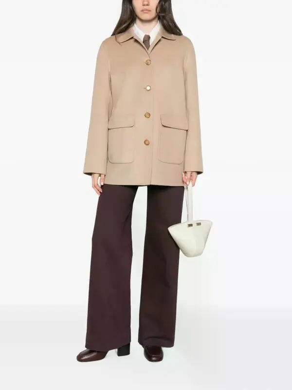 Valentino Garavani Cashmere Coat With Logo Detail - Neutrals