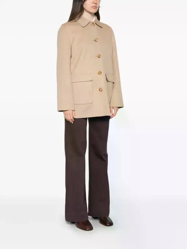Valentino Garavani Cashmere Coat With Logo Detail - Neutrals
