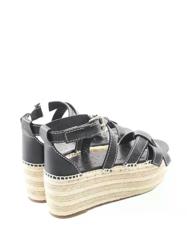 Loewe Leather Wedge Platform Espadrille Sandals